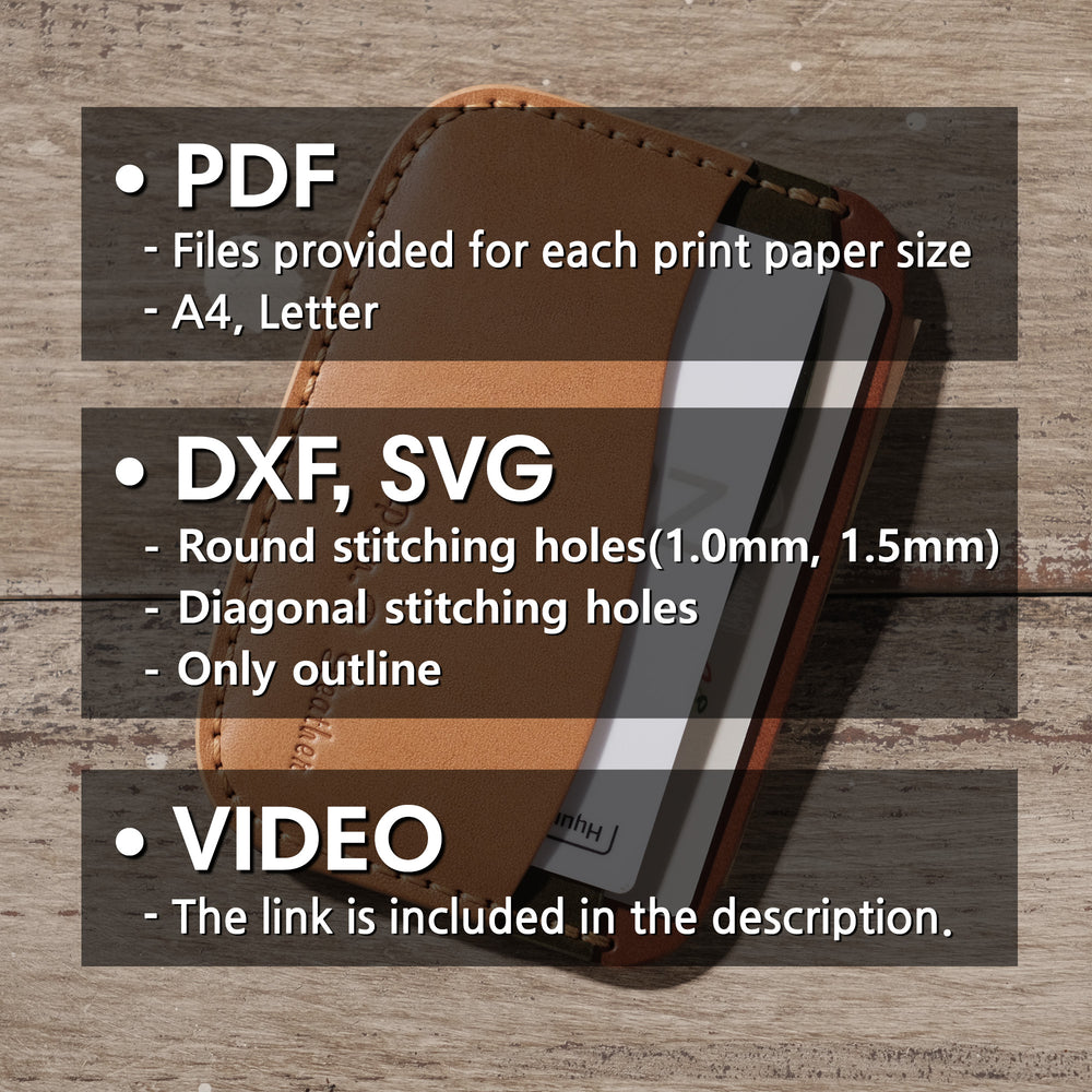 Wavy Card Wallet PDF Pattern – 3-Pocket Minimalist Leather Design